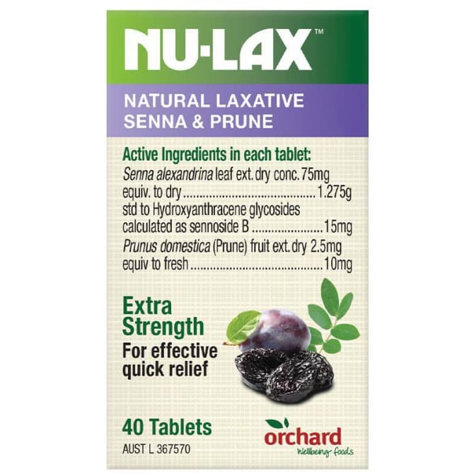 Buy Nulax Natural Laxative Tablets with Prebiotic Senna and Prune 40 ...