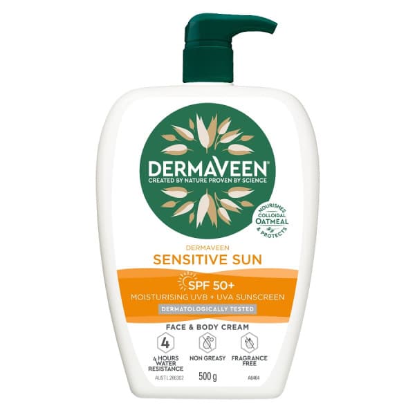 Buy DermaVeen Sensitive Sun SPF 50 Plus Face and Body Cream Pump Pack ...