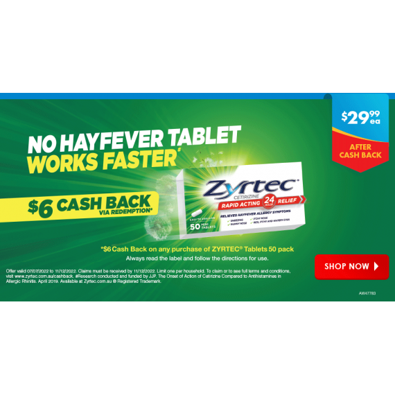 Buy 6 Dollar Cash Back Via Redemption on Any Purchase of Zyrtec Tablets ...