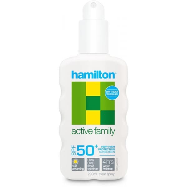 Buy Hamilton Active Family Sunscreen SPF50 Plus Spray 200ml Online