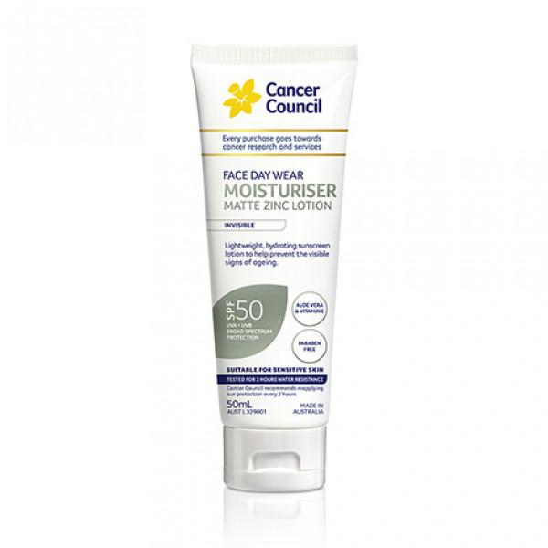 Buy Cancer Council Face Daywear Moisturiser Matte Zinc SPF50 50mL ...