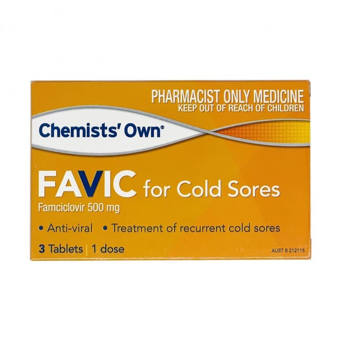Buy Chemists Own Favic For Cold Sores 500mg 3 Tablets Online