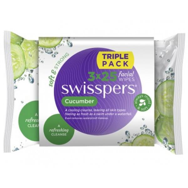 Buy Swisspers Cucumber Facial Wipes Triple Pack 3 X 25 Wipes Online