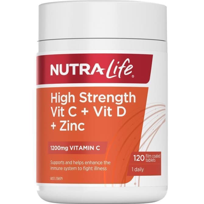 Buy NutraLife High Strength Vitamin C 1200 Plus D Plus Zinc 60 Tablets ...