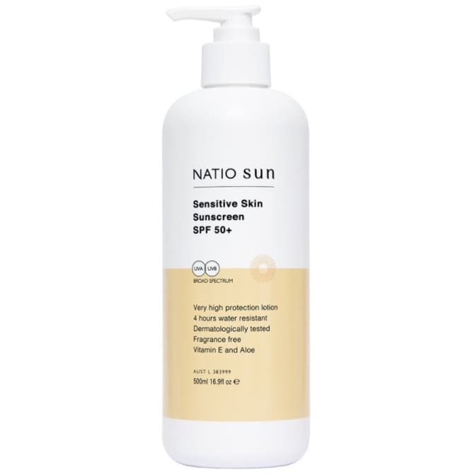 Buy Natio Sensitive Skin Sunscreen SPF 50+ 500ml Online