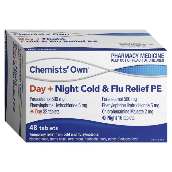 Buy Chemists Own Day Plus Night Cold and Flu Relief PE 48 Tablets Online