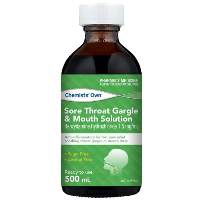 Buy Chemists Own Sore Throat Gargle and Mouth Solution 500ml Online