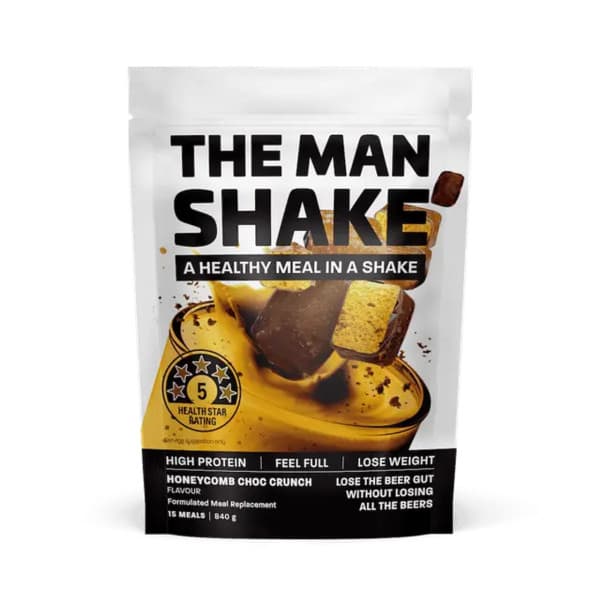 Buy The Man Shake Honeycomb Choc Crunch 840g Online