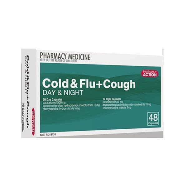 Buy Pharmacy Action Cold And Flu Plus Cough Day And Night Tablets 48 Online