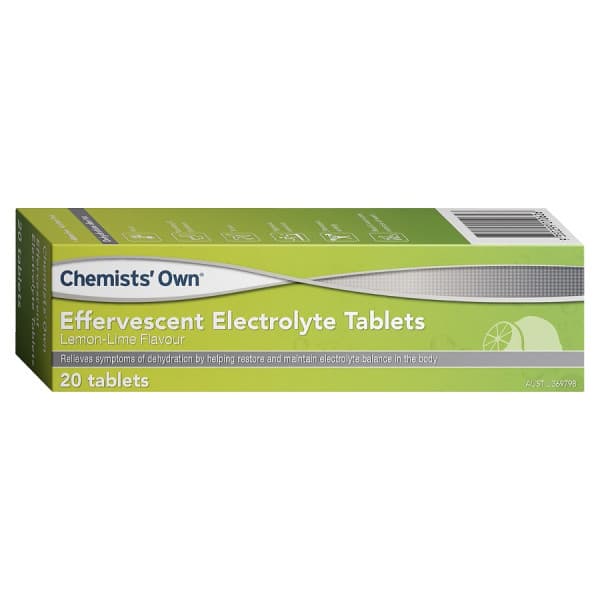 Buy Chemists Own Effervescent Electrolyte Lemon Lime 20 Tablets Online
