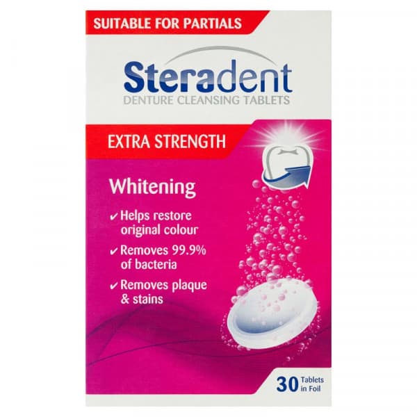 Buy Steradent Denture Cleaning Tablets Extra Strength Whitening 30 ...