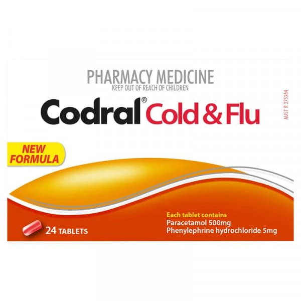 Buy Codral PE Cold and Flu 24 Tablets Online