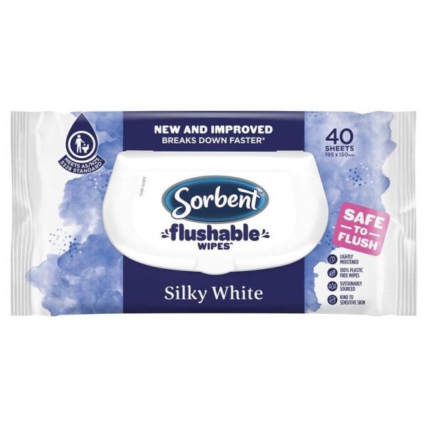Buy Sorbent Silky White Flushable Wipes 40 Sheets Online | Chempro Chemists