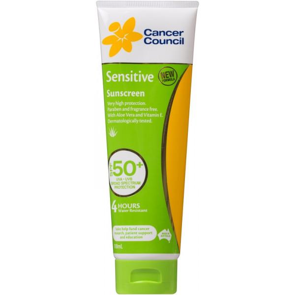Buy Cancer Council Sensitive Sunscreen SPF50 Plus Tube 110ml Online
