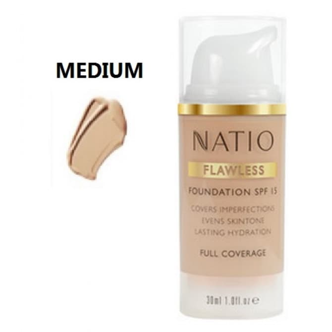 Buy Natio Flawless Foundation SPF 15 Medium 30ml Online | Chempro Chemists