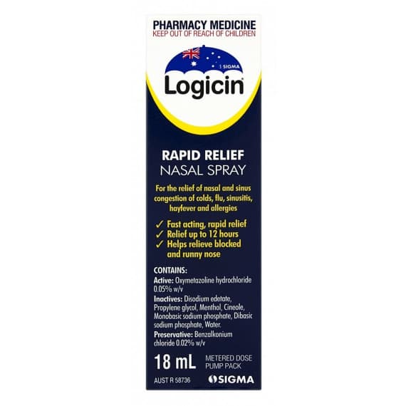 Buy Logicin Rapid Relief Nasal Spray 18ml Online | Chempro Chemists