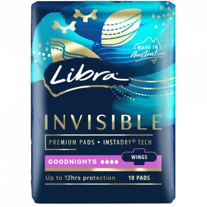 Buy Libra Invisible Pads Goodnights with Wings 10 Pack Online