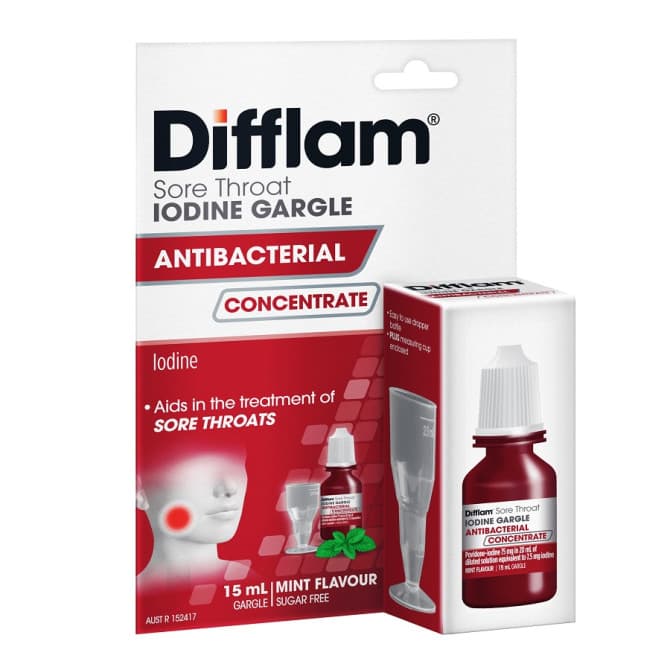 Buy Difflam Antibacterial Sore Throat Gargle with Iodine Concentrate ...