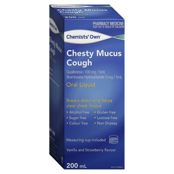 Buy Chemists Own Chesty Mucus Cough Liquid 200ml Online