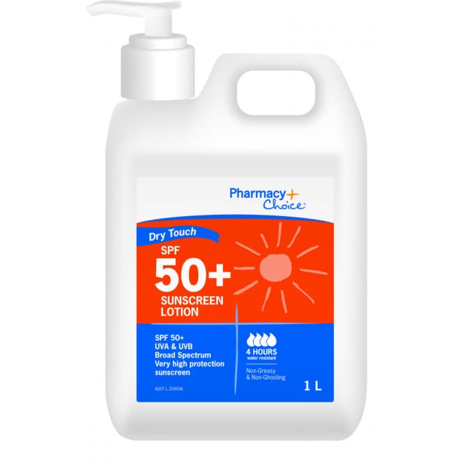 Buy Pharmacy Choice Dry Touch Sunscreen Lotion SPF 50 Plus 1 Litre Pump ...