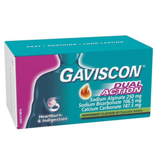 Buy Gaviscon Dual Action Peppermint 48 Pack Online