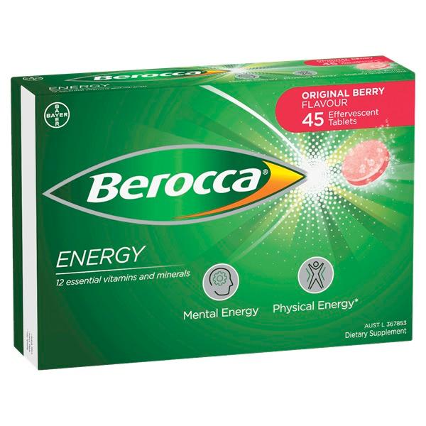 Buy Berocca Energy Original Berry Effervescent 45 Tablets Online