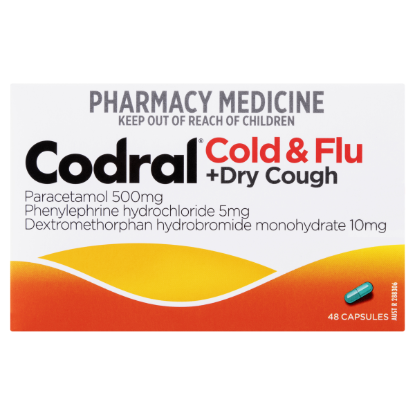 Buy Codral Cold and Flu Plus Dry Cough 48 Capsules Online