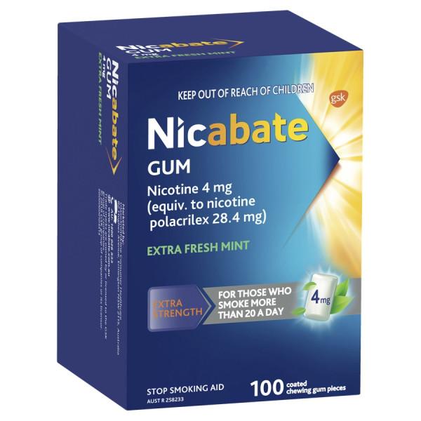 Buy Nicabate Gum Stop Smoking Nicotine 4mg Extra Strength Extra Fresh ...